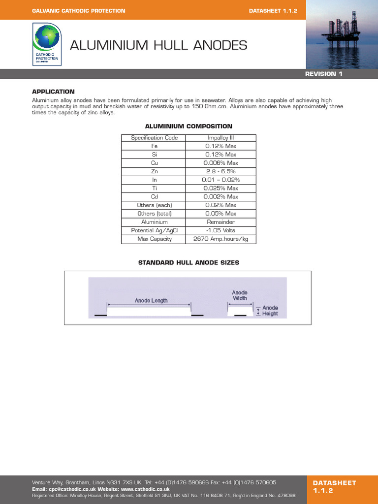 1.1.2 Aluminium Hul Anodes | PDF | Anode | Aluminium
