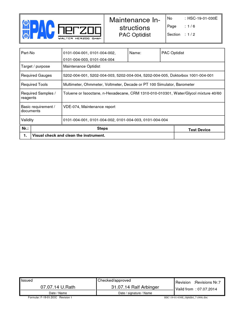 HSC 19 01 030E - Optidist - 7 | PDF | Thermocouple | Calibration