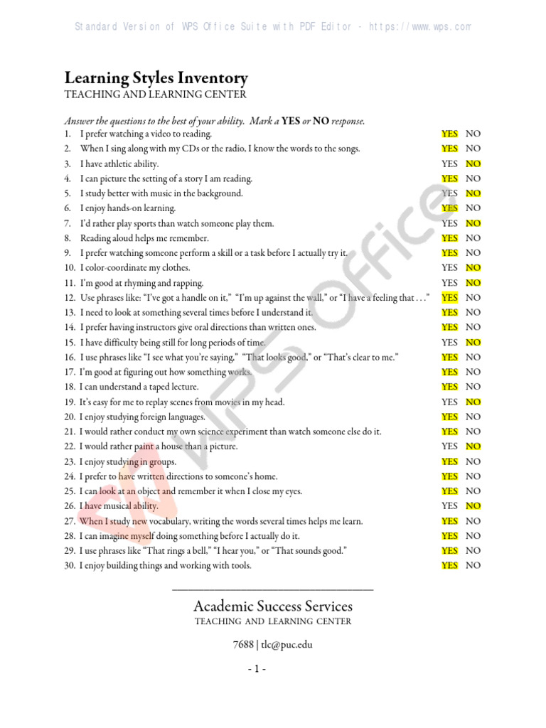 1.1. Learning Styles | PDF | Learning Styles | Learning