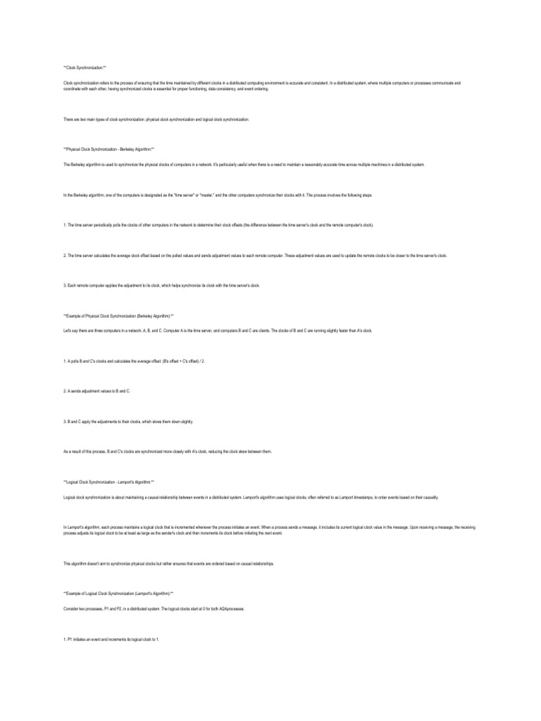 Berkeley Algorithm for Clock Sync | PDF | Distributed Computing ...