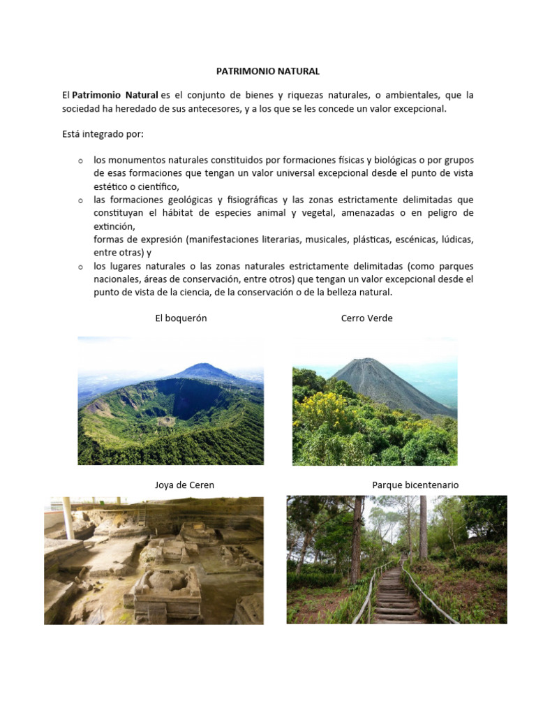 PATRIMONIO NATURAL Historico y Cultural Concepto y Dibujos | PDF