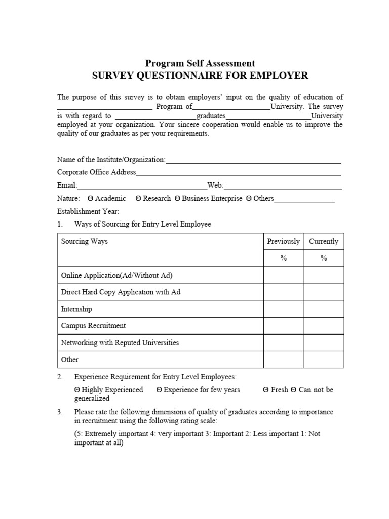 Survey Questionnaire For Employer | PDF | Recruitment | Knowledge