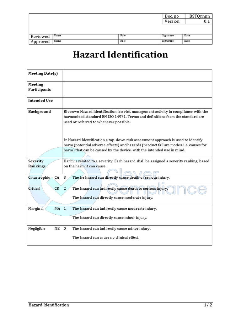 Hazard Identification Template and Guide | PDF | Hazards | Risk