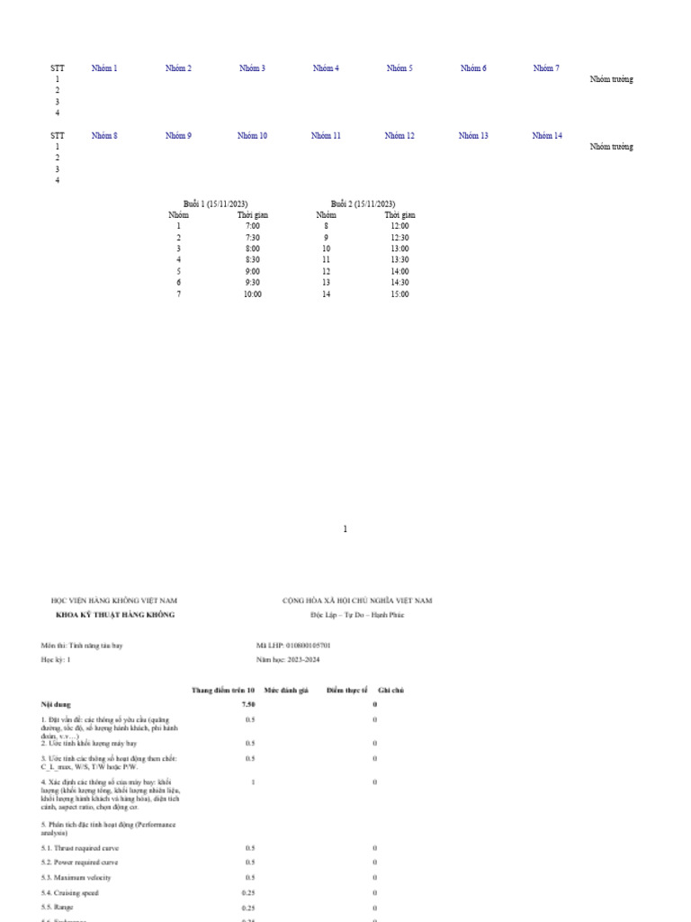 Aircraft Performance Assessment Form Sem 1 2023 2024 | PDF