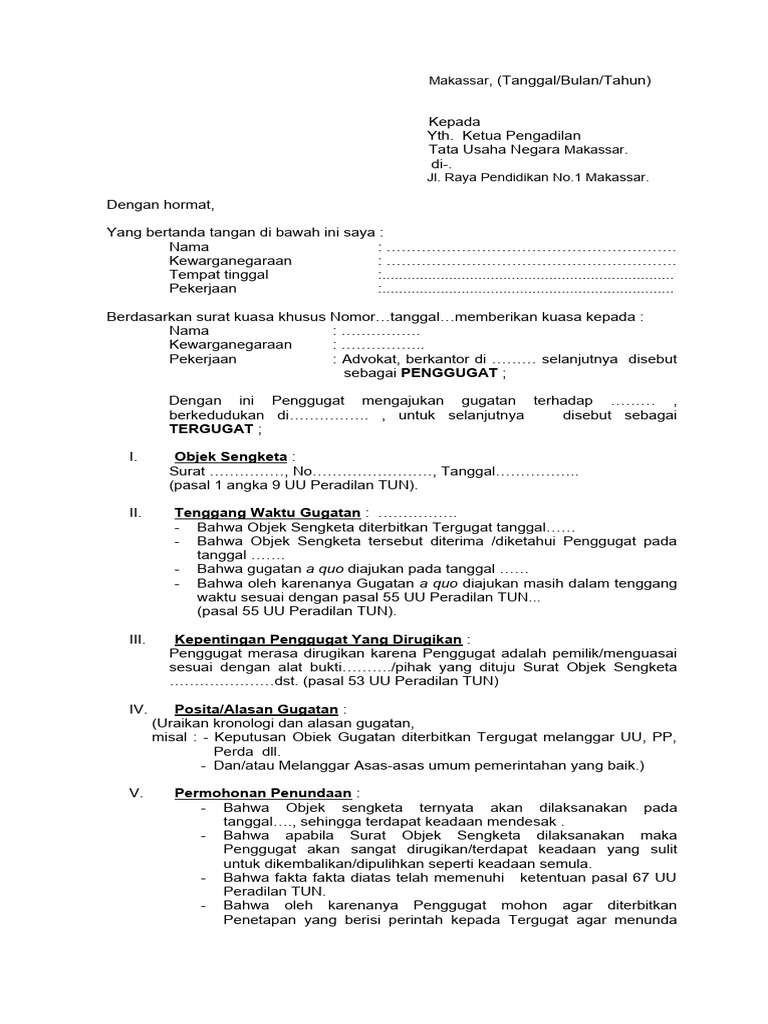 Contoh Surat Gugatan | PDF