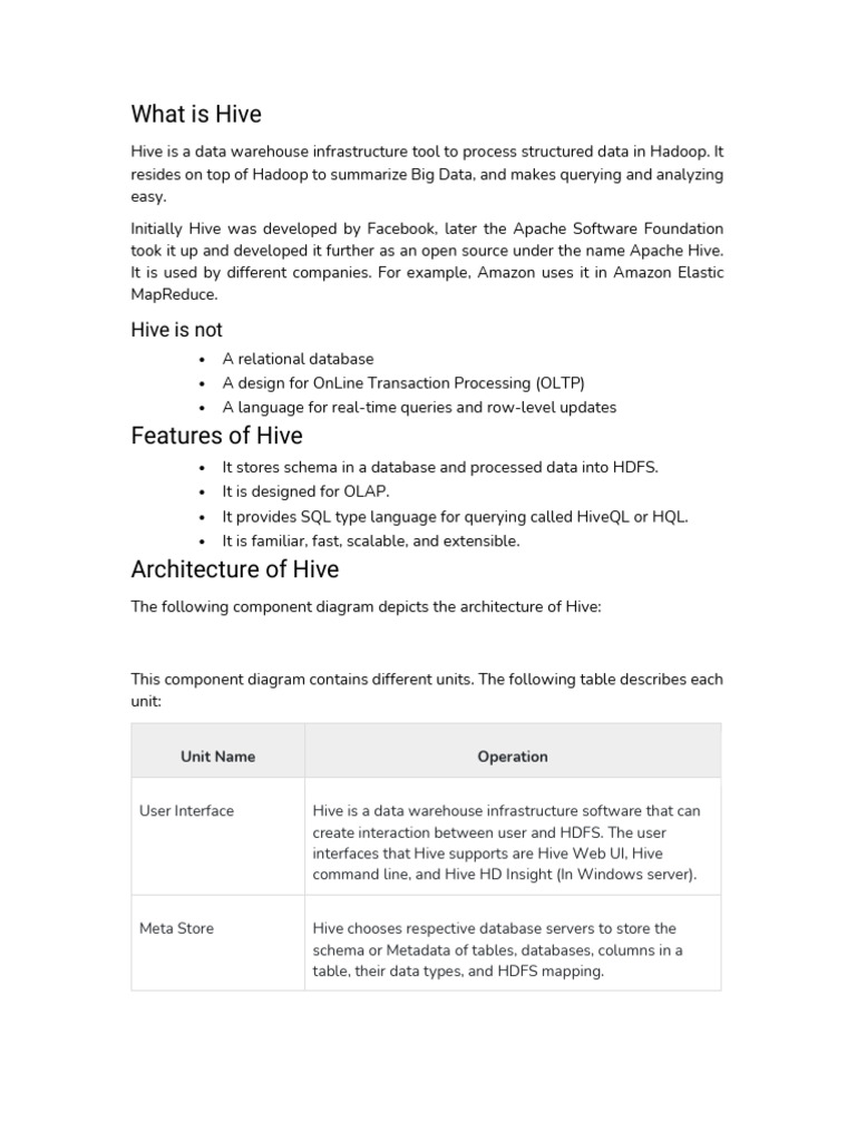 Hive Pdf Apache Hadoop Database Index 