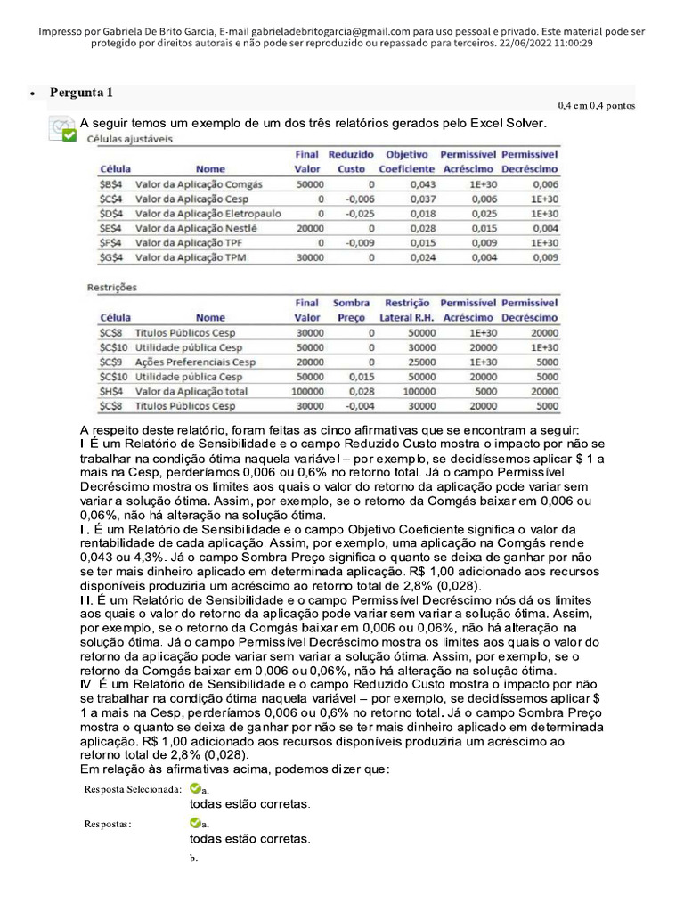Questionário Tele Aula 3 - Pesquisa Operacional - Unip - Passei Direto ...