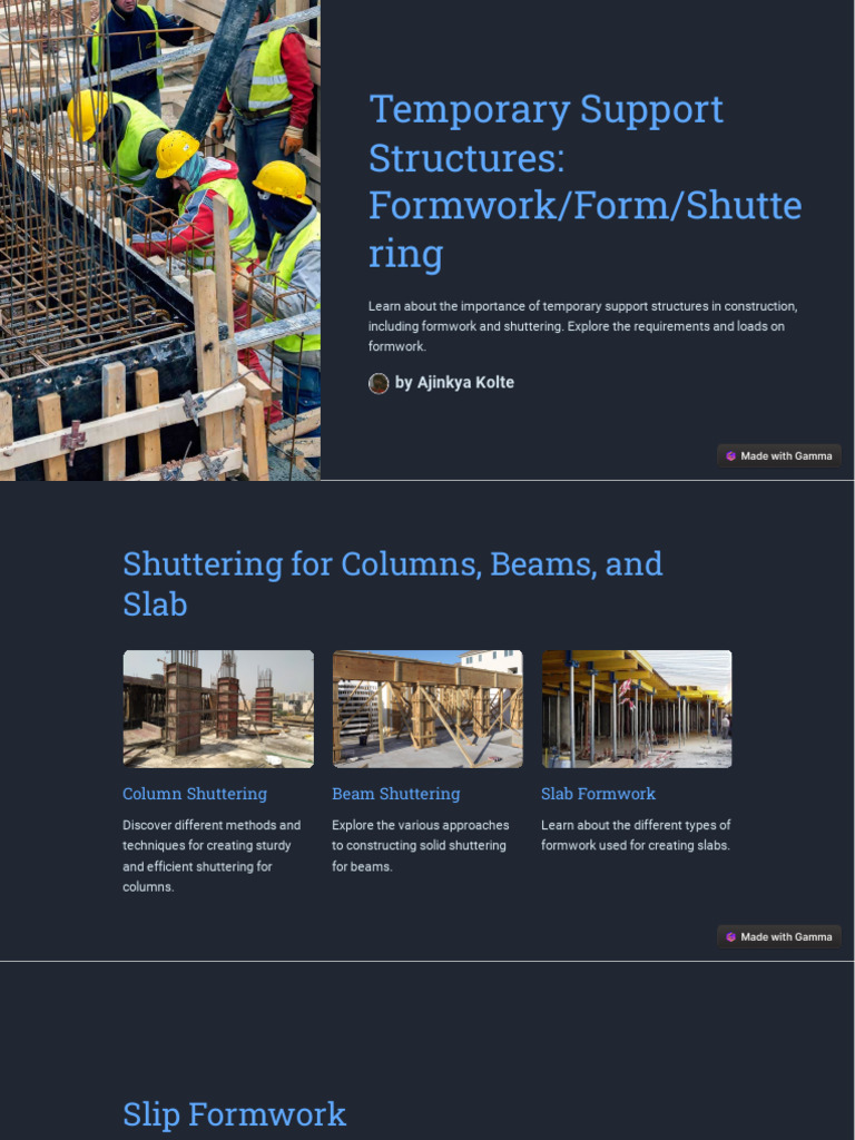 Temporary Support Structures FormworkFormShuttering | PDF