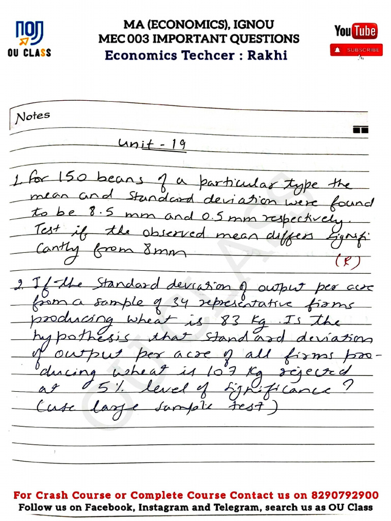 Mec 003 Important Questions | PDF