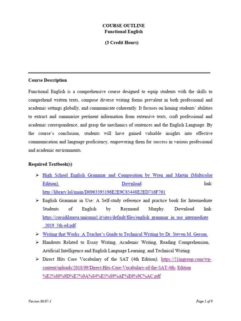 Functional English ...... | PDF | Part Of Speech | Essays