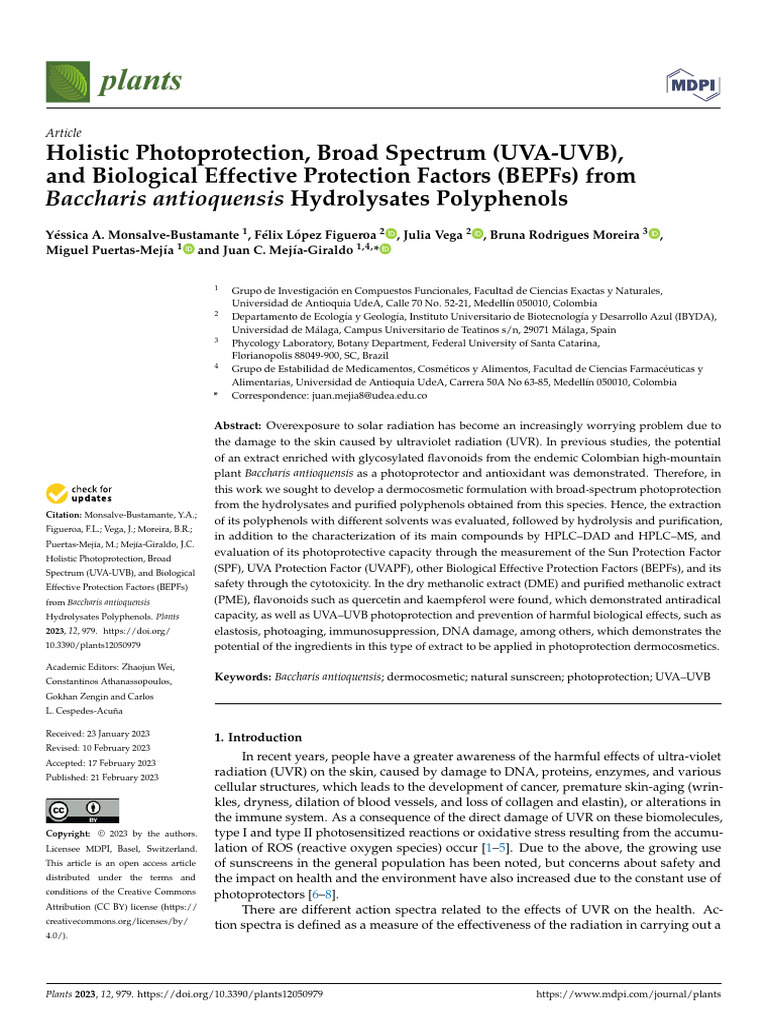 Holistic Photoprotection, Broad Spectrum (UVA-UVB) - Compressed | PDF ...