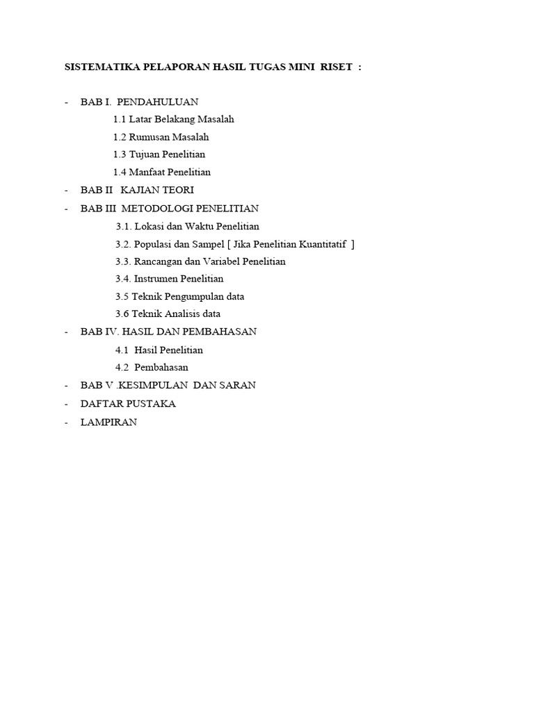 Panduan Pelaporan Mini Riset | PDF