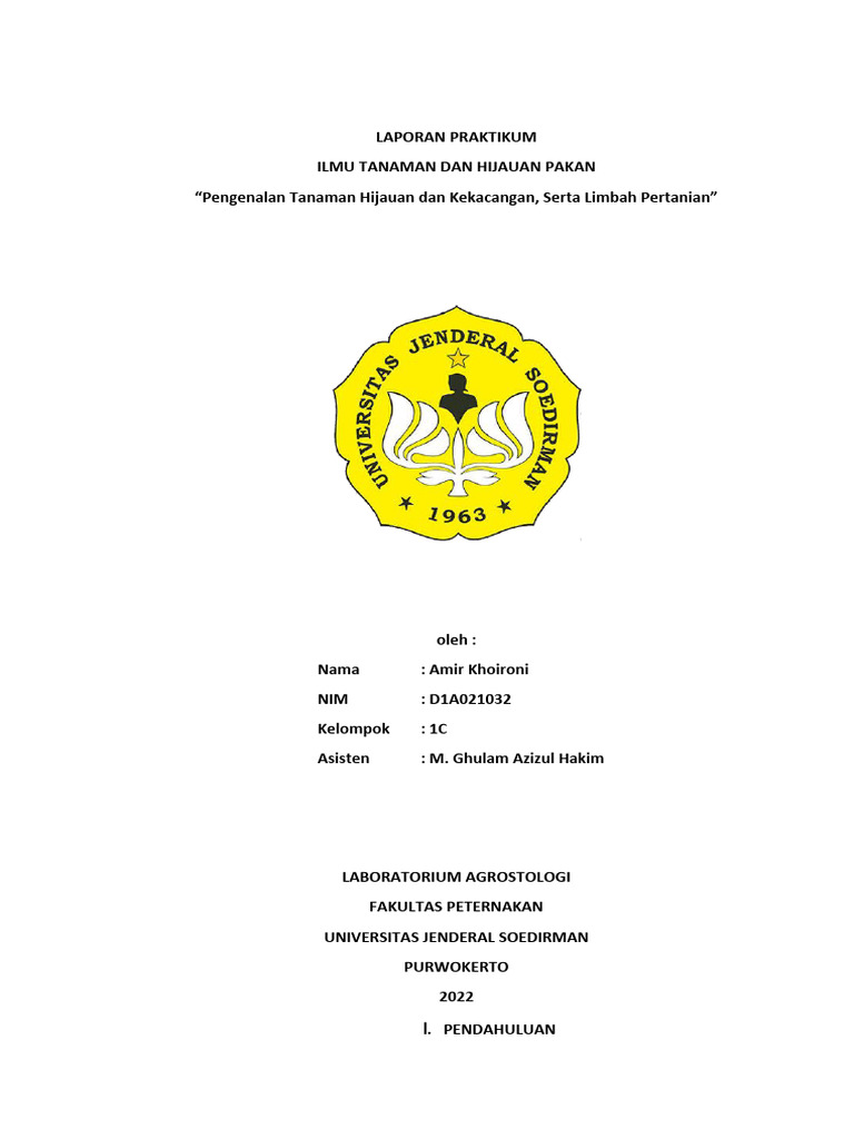 Laporan Ilmu Tanaman Dan Hijauan Pakan Pengenalan Rumput | PDF