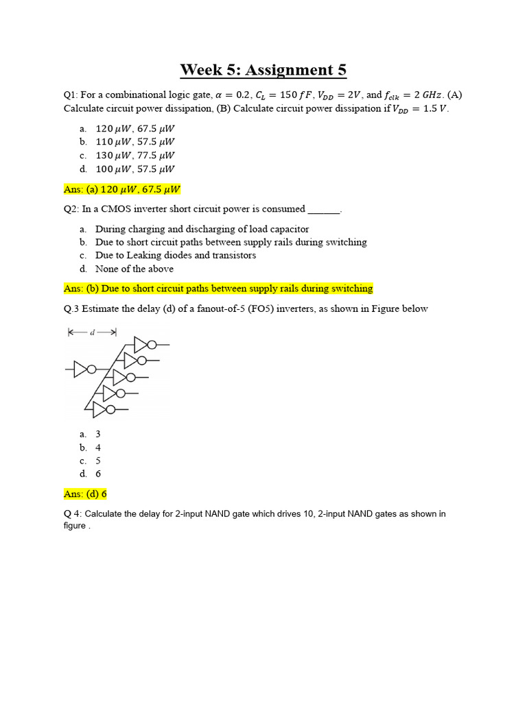 Assignment 5 Microelectronics Devices To Circuits Pdf Cmos Logic Gate 3116