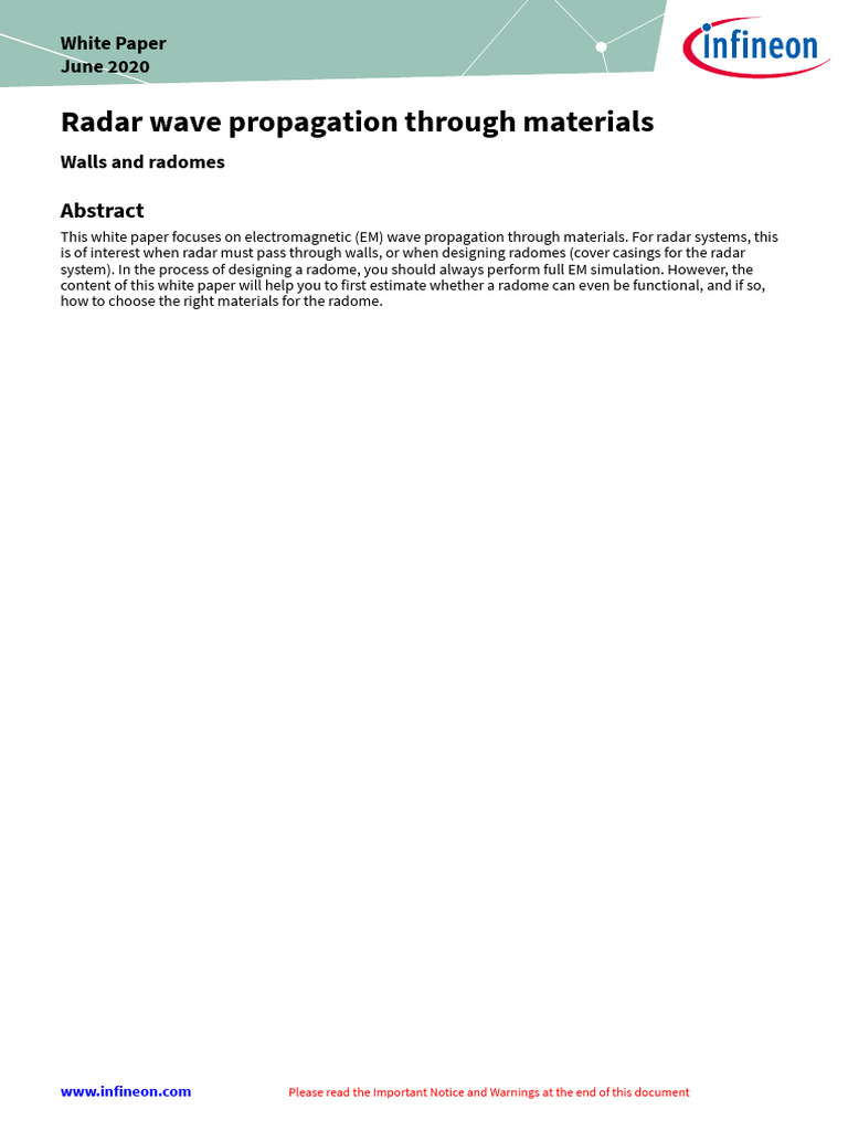 Infineon-Radar Wave Propagation Through Materials-Whitepaper-V01 00-En ...