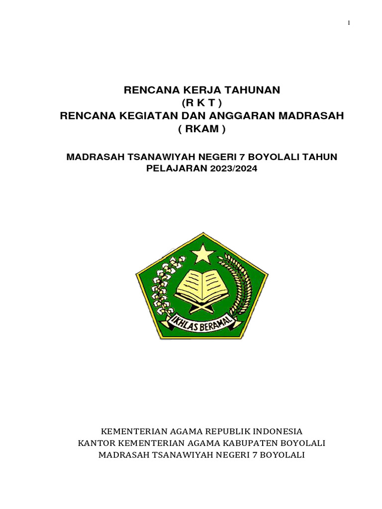 Contoh RKAM MTs 2023-2024 | PDF
