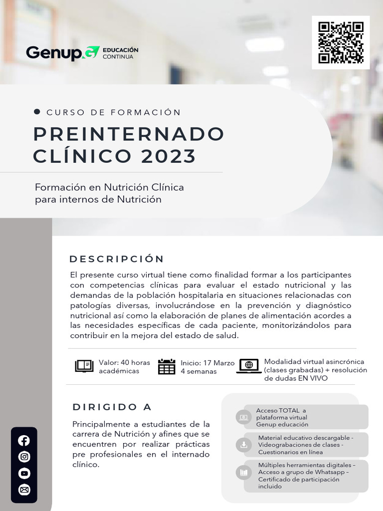 CF Pre Internado Clinico 2023 - MVA - GENUP | PDF | Dietético | Nutrición