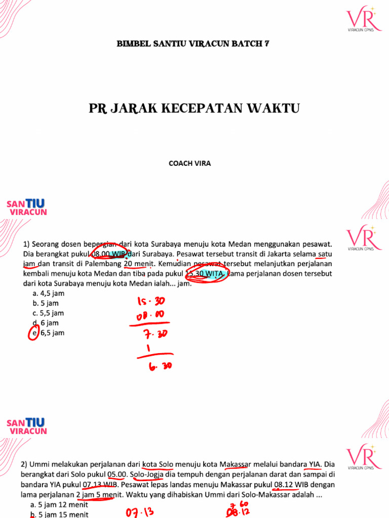 PR Jarak Kecepatan Waktu b7 | PDF