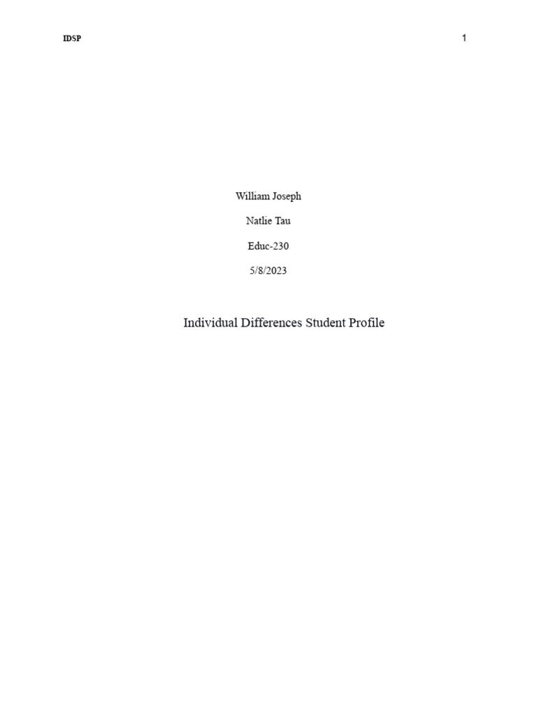 8th Grade IEP Student Profile Analysis | PDF | Individualized Education ...