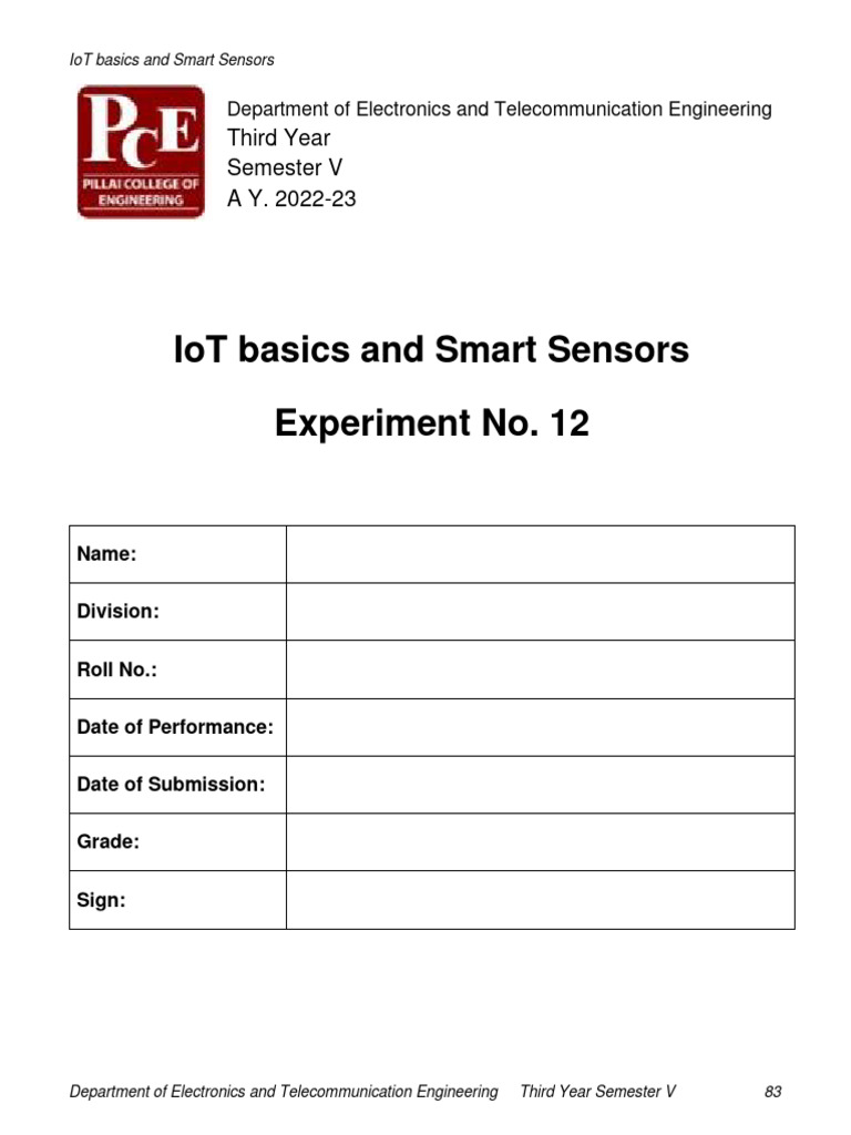 IoT Basics and Smart Sensors - EXP 12-14 | PDF | Raspberry Pi ...