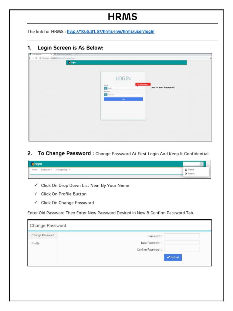 01 HRMS Guidline | PDF | Password | Computing