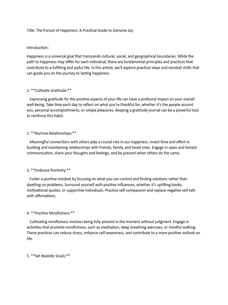 How To Be Happy | PDF | Happiness | Mindset