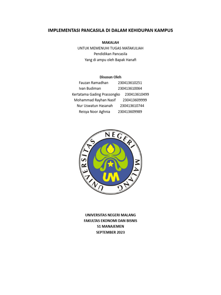 Implementasi Pancasila Di Dalam Kehidupan Kampus | PDF