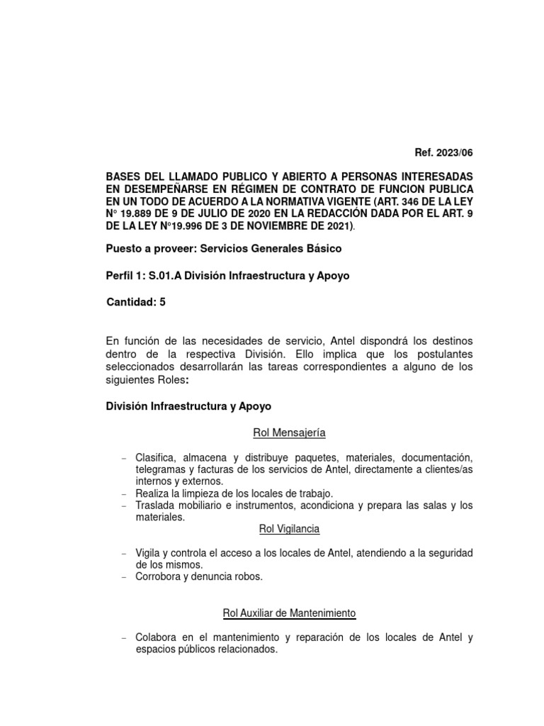 Llamado Laboral de Antel para Mensajeros, Vigilantes, Mantenimiento y ...
