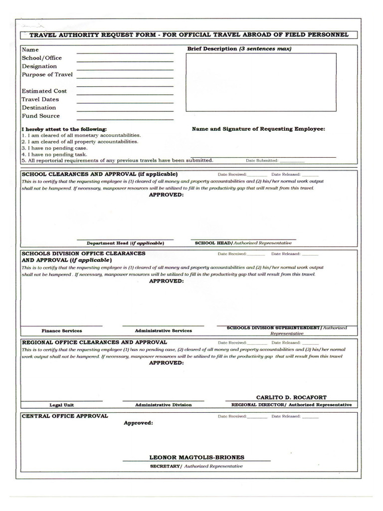 Travel Request Form-Official Travel | PDF