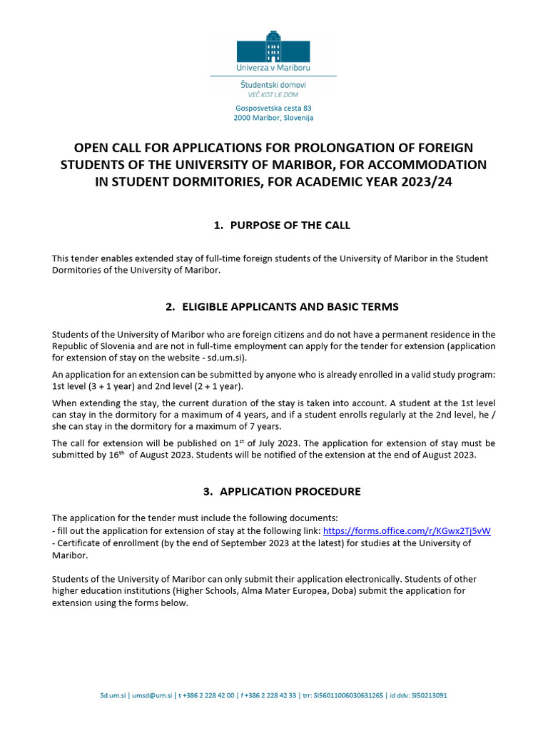 Call For Applications For Prolongation of Foregin Students Fora ...