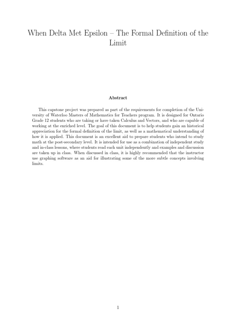 The Delta-Epsilon Method For Proof in Mathematics | PDF | Infinity | Ratio