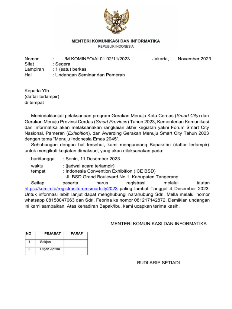 Undangan Forum Smart City 2023 | PDF