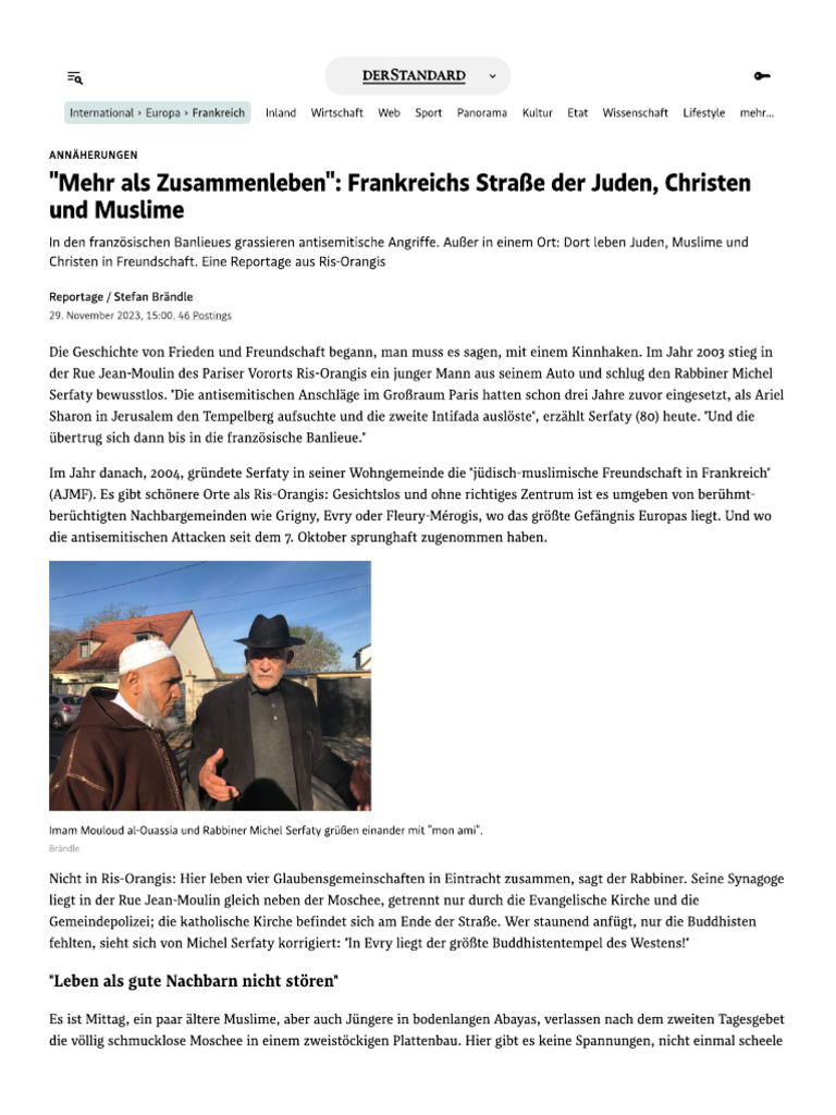 Mehr Als Zusammenleben Frankreichs Straße Der Juden, Christen Und Muslime - Frankreich ...