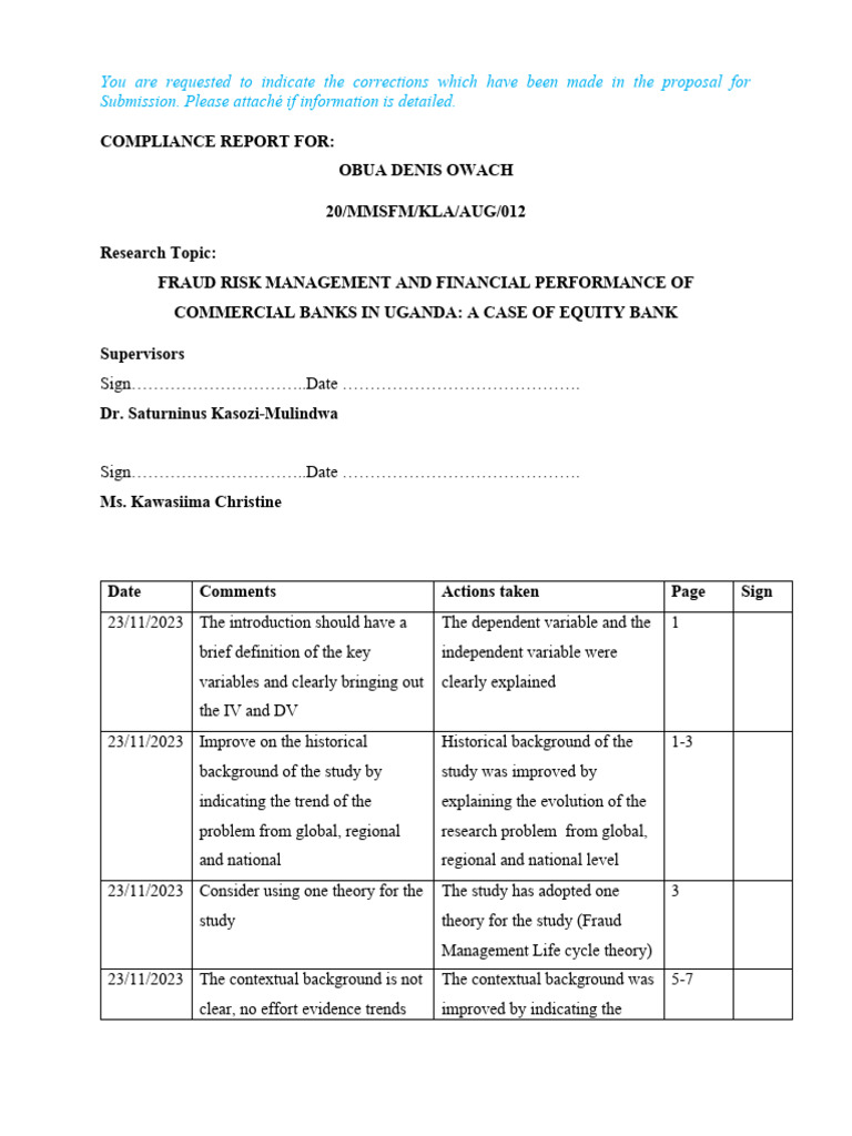 Compliance Report on Research Proposal | PDF | Qualitative Research | Data