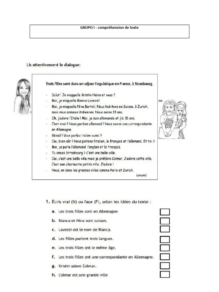 Fichas de Francês para 7º Ano | PDF