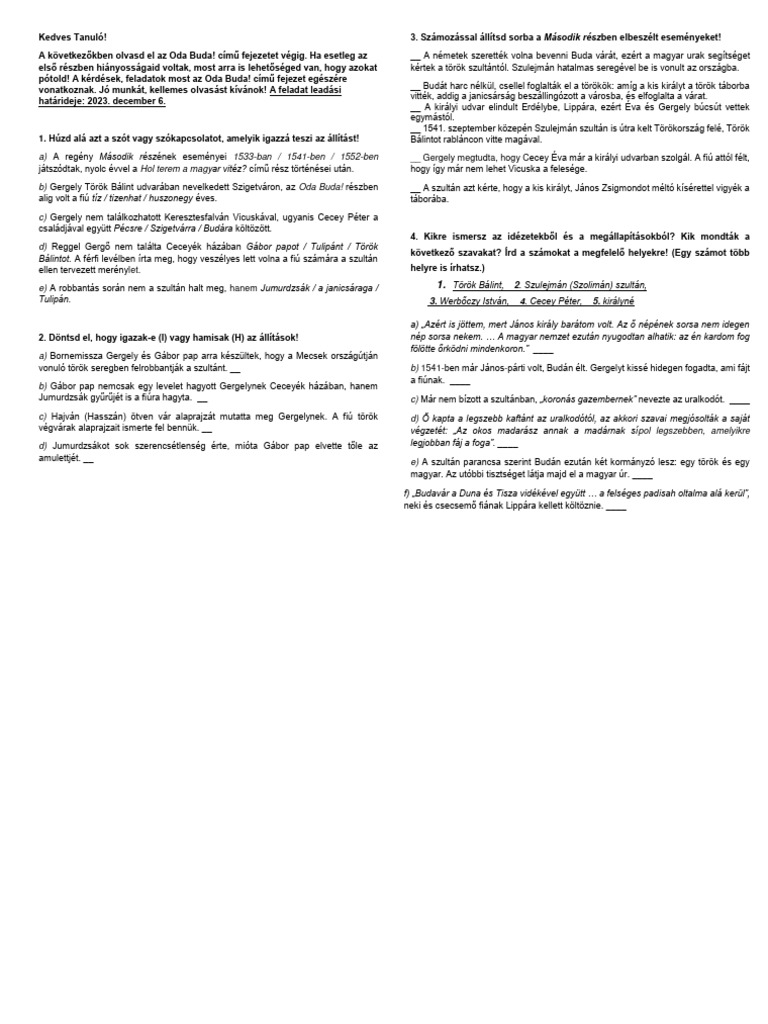 Egri Csillagok 2. Fejezet Végig | PDF