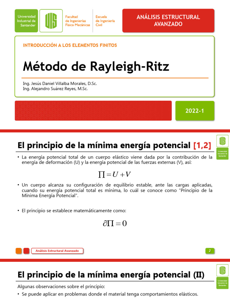 S1B-Rayleigh Ritz-UIS | PDF | Mecánica de sólidos | Energía potencial