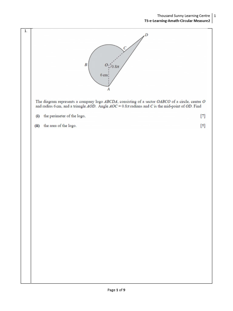 Advanced Math Circular Measure | PDF