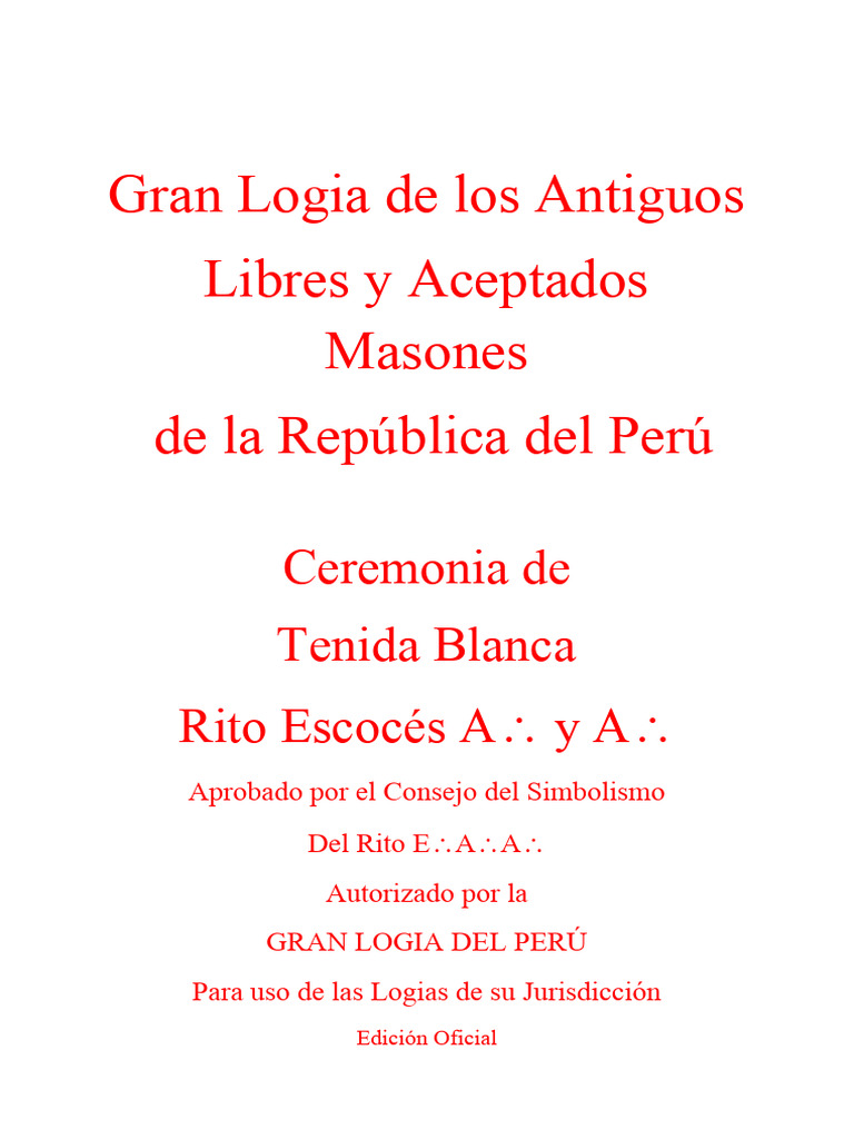 Ceremonial Blanca Tenida R.E.A.A. | PDF | Masonería