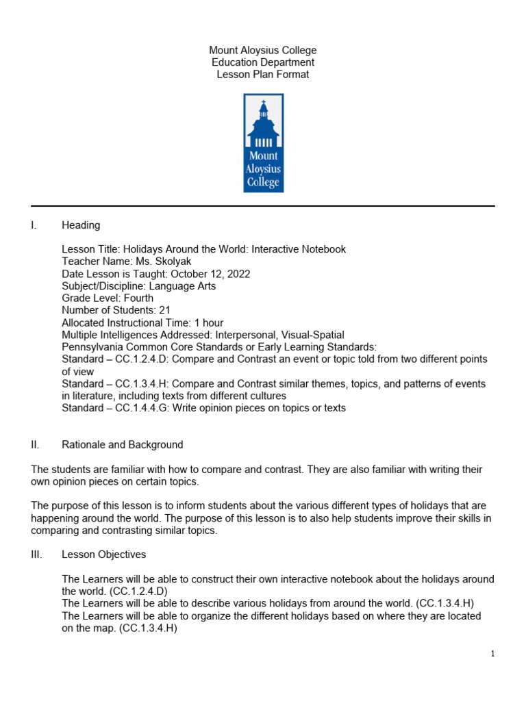 Multicultural Lesson Plan 2 | PDF | Learning | Lesson Plan