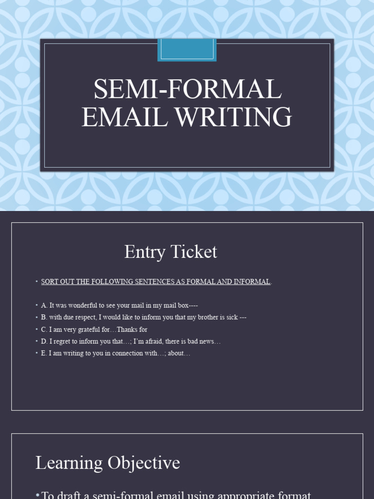 Semi-Formal Email Writing | PDF