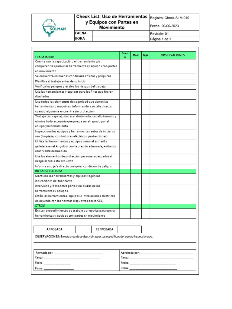 Check-SLM-010 Partes en Movimiento | PDF