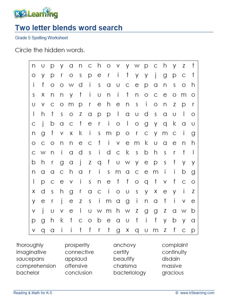 Grade 5 Word Search 1 | PDF | Linguistics | Word Puzzles