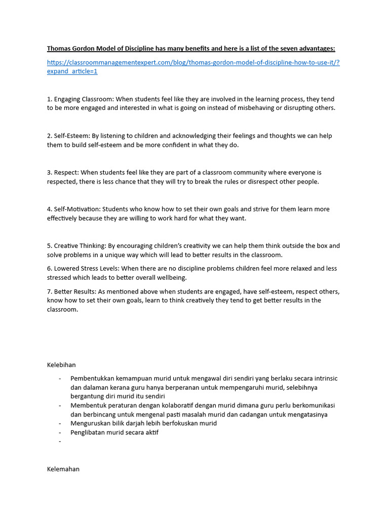 Kelebihan Model Disiplin Thomas Gordon | PDF | Creativity | Cognition