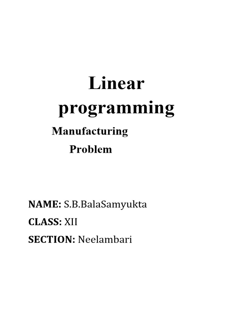 Linear Programming | PDF | Linear Programming | Mathematical Optimization Linear Programming | PDF | Linear Programming | Mathematical Optimization