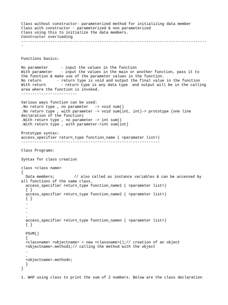 Class Pograms - Class 10 | Download Free PDF | Programming | Constructor (Object Oriented ...