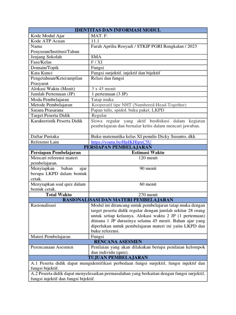 Modul Ajar - Farah Aprilia Rosyadi | PDF