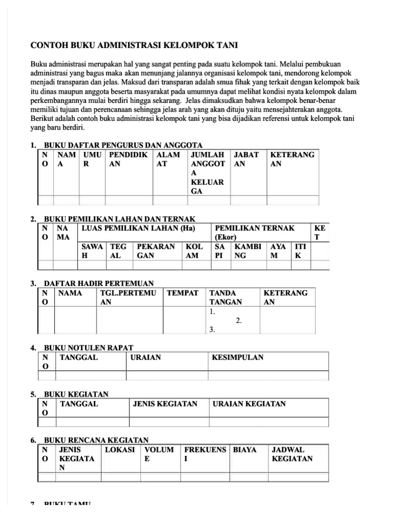 PDF Contoh Buku Administrasi Kelompok Tani - Compress | PDF | Kajian Bahasa Asing