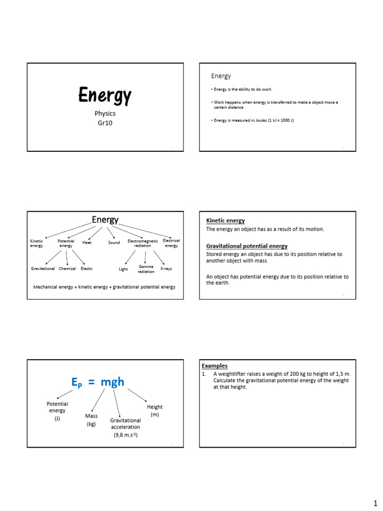 Energy Slides | PDF | Potential Energy | Kinetic Energy