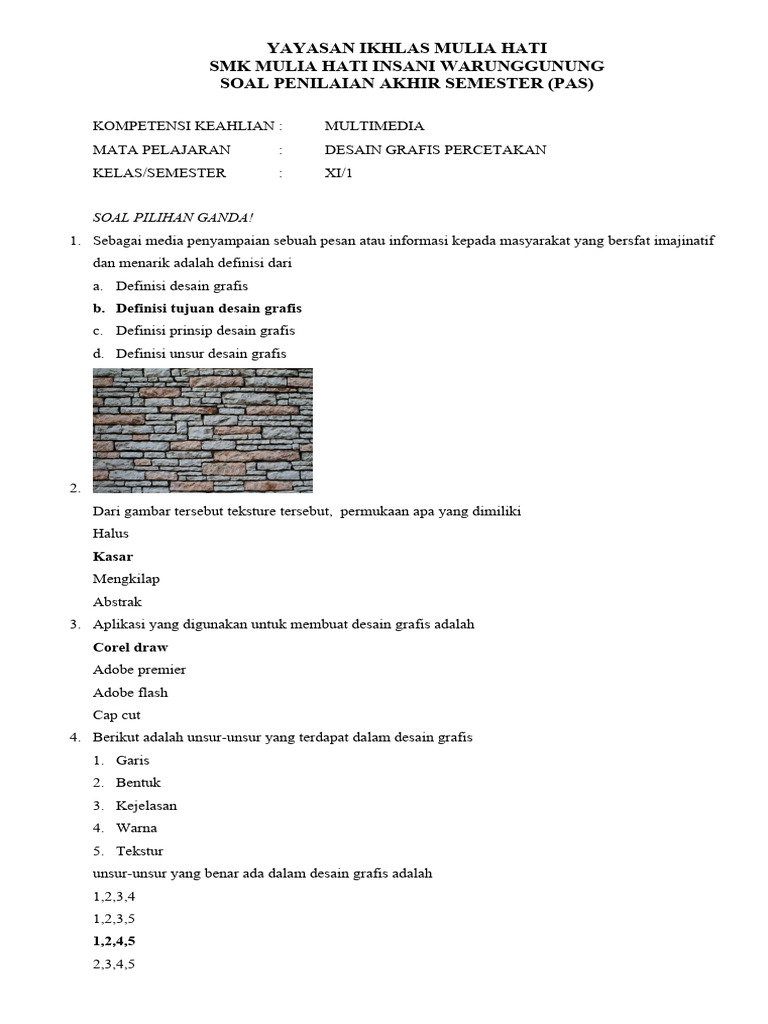 Soal Pas DGP | PDF | Metode & Bahan Ajar